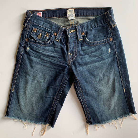 True Religion | Shorts | True Religion Riley Denim Distressed Bermuda ...